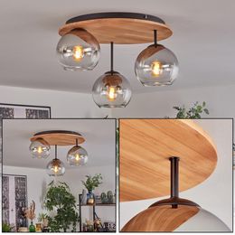 hofstein Koyoto Deckenleuchte Glas 15 cm Naturfarben, Schwarz, 3-flammig