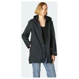 Regen- und Matschjacke Ilse Jacobsen "RAIN135" Gr. 42, blau (schwarz indigo) Damen Jacken Abnehmbare Kapuze, Schlitze an den Seitennähten