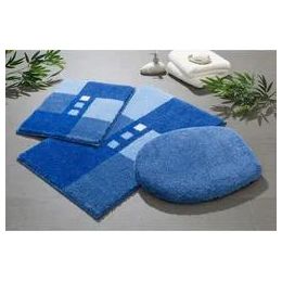 Badematte Grund Badematten Gr. 2 Stück, rechteckig (40 + 50cm x 50 + 80cm),, blau