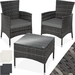 TecTake&reg; Rattanset, f&uuml;r 2 Personen, UV-best&auml;ndig, 2 Bezugssets
