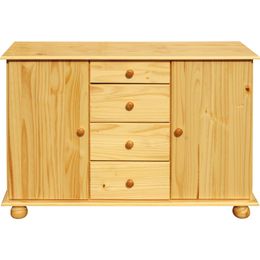 Dynamic24 Kommode Kiefer massiv Schubladenschrank Sideboard Wohnzimme Schrank natur