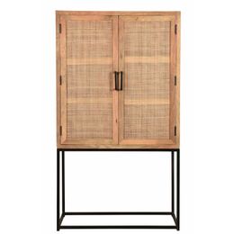 Dynamic24 Highboard Cane Mangoholz natur Kommode Sideboard Wohnzimmer Esszimmer Schrank