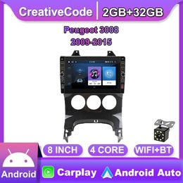 Creativecode 8 Zoll Für Peugeot 3008 2009-2015 Mit Knopf Knopf Android Auto Radio Multimedia Player Navigation Stereo Gps 2 Din Carplay 2 + 32gb