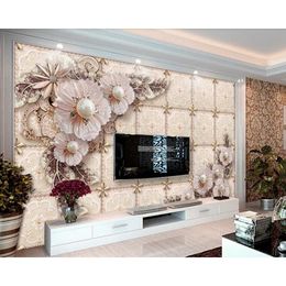 Komnni Luxus Zarte Schmuck Blumen 3d Tapete Wandbild, Wohnzimmer Tv Sofa Wand Schlafzimmer Tapete Home Decor