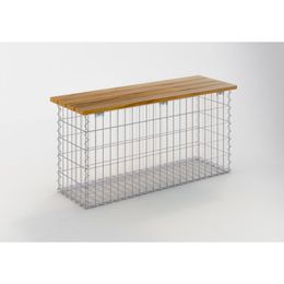 GABIONA Gartenbank Spiralgabione 105 x 50 x 30 cm - 3 TEAK MW 5 x 10 cm