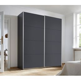 Schwebetürenschrank Rauch "Thanos" Schränke Gr. B/H/T: 181 cm x 197 cm x 61 cm, Ohne Spiegel, grau (graumetallic) inkl. Meshkorbeinsatz und Stoffboxen-Set, optional mit Spiegel