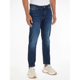 Regular-fit-Jeans Tommy Jeans "DAD JEAN RGLR TPRD" Gr. 32, Länge 34, blau (denim dark) Herren Jeans mit Logoprägung