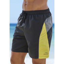 H.I.S. Badeshorts H.I.S Gr. XXL (58/60), N-Gr, schwarz (schwarz, gelb) Herren Badehosen im Colorblocking-Design