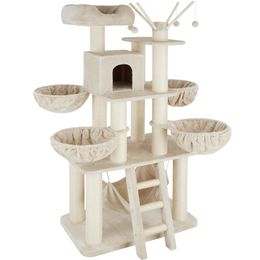 TecTake® Kratzbaum, 195 cm, mit Katzenhaus, inklusive Treppe, 4 Spielbällen und Kippschutz