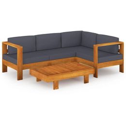 vidaXL - 5-tlg. Garten-Lounge-Set mit Dunkelgrauen Auflagen Akazienholz