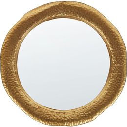 Beliani - Wandspiegel Gold Metall ⌀ 68 cm Antik-Optik mit Breitem Rahmen Rund Modern Wohnaccessoire Wohnzimmer Schlafzimmer Wohnbereich Bad Deko