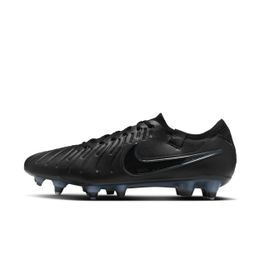 Nike Tiempo Legend 10 Elite Low-Top-Fußballschuh für weichen Rasen - Schwarz