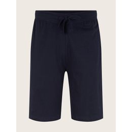 Tom Tailor Herren Bermuda Shorts aus Jersey, blau, Logo Print, Gr. 48/S