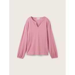 Tom Tailor Damen Gestreifte T-Shirt-Bluse, rosa, Streifenmuster, Gr. XXL