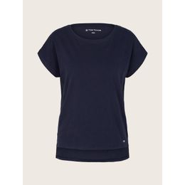 Tom Tailor Damen T-Shirt mit Logo-Print, blau, Logo Print, Gr. 34