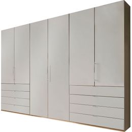 Falttürenschrank Wiemann "Loft" Schränke Gr. B/H/T: 300 cm x 236 cm x 58 cm, 6 St., beige (bianco, eiche, nachbildung, champagner glas) Glasfront