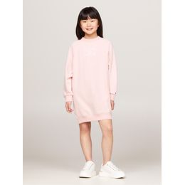 Sweatkleid Tommy Hilfiger "MONOTYPE DRESS LS" Gr. 7 (122), N-Gr, rosa (soft rose) Mädchen Kleider Sweatkleider Kinder bis 16 Jahre