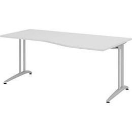 Hammerbacher BS18 Schreibtisch lichtgrau Trapezform, C-Fuß-Gestell silber 180,0 x 80,0/100,0 cm