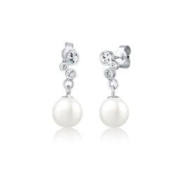 Paar Ohrhänger Elli "Perlen Kristalle Elegant 925 Silber" Ohrringe Gr. ohne Stein, Silber 925 (Sterlingsilber), weiß (weiß, weiß) Damen Ohrhänger