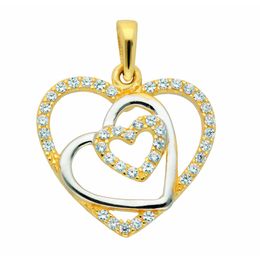 Adelia´s Ketten-Anhänger ADELIA´S "Damen Goldschmuck 333 Gold Anhänger Herz mit Zirkonia" Schmuckanhänger Gr. Weißgold 333, goldfarben (gold) Damen 333 Gold mit Zirkonia Goldschmuck für