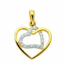 Adelia´s Ketten-Anhänger ADELIA´S "Damen Goldschmuck 333 Gold Anhänger Herz mit Zirkonia" Schmuckanhänger Gr. Weißgold 333, goldfarben (gold) Damen 333 Gold mit Zirkonia Goldschmuck für