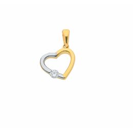 Adelia´s Ketten-Anhänger ADELIA´S "Damen Goldschmuck 585 Gold Anhänger Herz mit Zirkonia" Schmuckanhänger Gr. Gelbgold 585, goldfarben (gold) Damen mit Zirkonia Goldschmuck für