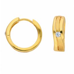 Adelia´s Paar Creolen ADELIA´S "Damen Goldschmuck" Ohrringe Gr. Damen, Gelbgold 333, goldfarben (gold) Damen 333 Gold mit Zirkonia Goldschmuck für