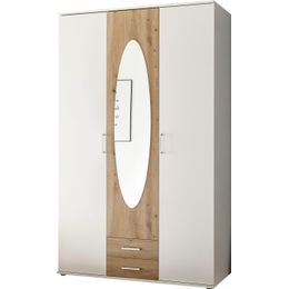 Kleiderschrank Schlafkontor "Kassel", weiß (weiß, artisan eiche), B:120cm H:195cm T:55cm, Melamin, Schränke