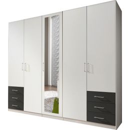 Kleiderschrank wimex "Fügen" Schränke Gr. B/H/T: 225 cm x 208 cm x 58 cm, 5 St., weiß (weiß, graphit) Kleiderschrank Drehtürenschrank Schränke