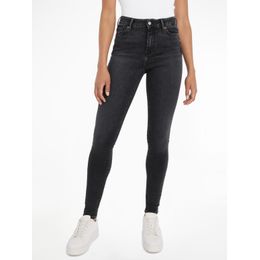 Skinny-fit-Jeans Tommy Hilfiger "HARLEM U SKINNY HW CAL" Gr. 28, Länge 30, schwarz (cal) Damen Jeans mit Tommy Hilfiger Logo-Badge