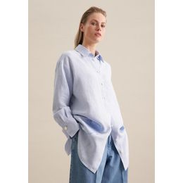 Longbluse Seidensticker "Schwarze Rose" Gr. 36, blau (mittelblau) Damen Blusen Langarm Kragen Uni