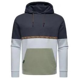 Hoodie Ragwear "Blocky Hoody" Gr. L (52), blau (navy) Herren Sweatshirts Sportlicher Kapuzenpullover mit Blockstreifen