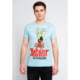 logoshirt Damen T-Shirt "Asterix Le Gaulois", blau, Gr. L, bedruckt, 100% Baumwolle, Shirts, mit Asterix- und Zaubertrank-Print
