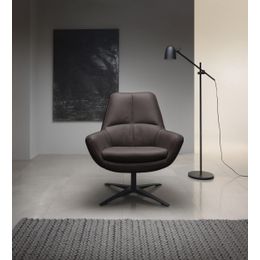 Drehsessel BETYPE, B:81cm H:92cm T:83cm, grau, 100% Echtleder, Wohnzimmer, Sessel, "Be Organic Standard Back, Loungesessel", in elegantem Design mit
