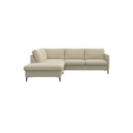 Ecksofa FLEXLUX "Fiore, L-Form", beige (sandy beige), B:234cm H:85cm T:225cm, 100% Polyester, Sofas, Ecksofa, schmale Armlehnen, F&uuml;&szlig;e Alu/schwarz, B/T 234/225cm, Kaltschaum im Sitz