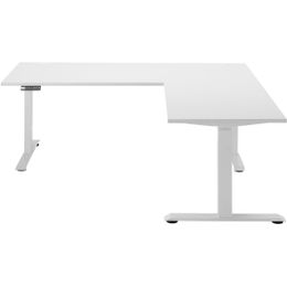 Eckschreibtisch BEGA OFFICE "Ben" Tische Gr. B/H/T: 180 cm x 74 cm x 77 cm, weiß (weiß, weiß, weiß) elektrisch höhenverstellbarer Desk mit 4 Memory Tasten, 180x177 cm