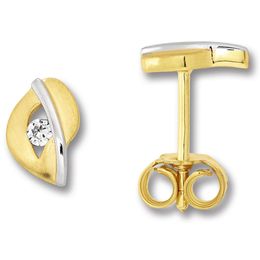 Paar Ohrhänger ONE ELEMENT "Zirkonia Ohrringe Ohrstecker aus 333 Gelbgold" Gr. Damen, mit Zirkonia, Gelbgold 333, goldfarben (gold) Damen Gold Schmuck