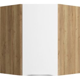 Eckhängeschrank Optifit "Aken" Schränke Gr. B/H/T: 60 cm x 70,4 cm x 34,6 cm, weiß (weiß, wildeiche nachbildung) Eckhängeschrank