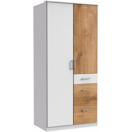 Kleiderschrank wimex "Click" Schränke Gr. B/H/T: 90 cm x 199 cm x 58 cm, 2 St., weiß (weiß, plankeneichefarben) Drehtürenschrank Kleiderschrank Schränke ohne Spiegel