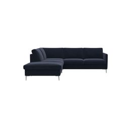 Ecksofa FLEXLUX "Fiore, L-Form", blau (royal blau), B:234cm H:85cm T:225cm, 100% Polyester, Sofas, Ecksofa, schmale Armlehnen, F&uuml;&szlig;e alufarben, B/T 234/225 cm, Kaltschaum im Sitz
