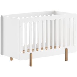 Kinderbett Vipack, weiß (weiß, weiß, weiß), B:64cm H:86,7cm L:130cm, Betten, mit verstellbarem Lattenrost, hochwertig lackierte Oberfläche Weiß