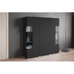 Highboard Inosign "Kenia" Sideboards Gr. B/H/T: 135 cm x 134 cm x 39,5 cm, schwarz (graphite matt) Modernes Highboard, mit Glastüren, Breite 135 cm