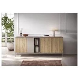 Sideboard Inosign "Gent Breite 210 cm, Kommode mit 4 Türen u. 2 offenen Fächern" Sideboards Gr. B/H/T: 210cm x 86cm x 43cm, beige (cashmere / eiche cadiz nb) Anrichte, Push-to-open Funktion