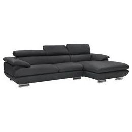 Ecksofa Calia italia "Magic, ein italienisches Sofa zum Träumen, erstklassiger Sitzkomfort" Sofas Gr. B/H/T: 282cm x 75cm x 162cm, Leder BULL, Recamiere rechts, schwarz mit verstellbaren Kopfteilen, in 2 Lederqualitäten