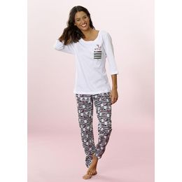 Vivance Dreams Pyjama mehrfarbig Gr. 52/54 für Damen. Mit Rundhals. Bequem. Nachhaltig.