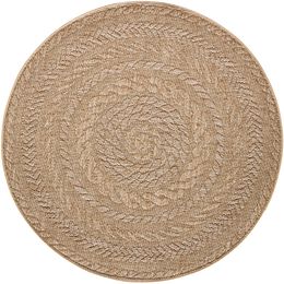 Teppich NORTHRUGS "Almendro" Teppiche Gr. Ø 160 cm, 6 mm, 1 St., beige (beige, braun) Sisal Optik, Robust, Pflegeleicht, Flachgewebe