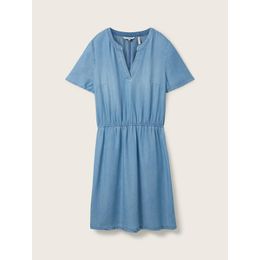 Tom Tailor Damen Kleid mit TENCEL(TM) Lyocell, blau, Uni, Gr. 42