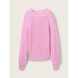 Tom Tailor Denim Damen Strickpullover mit leichten Ballonärmeln, rosa, Uni, Gr. XXL