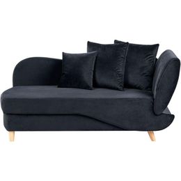 Beliani Chaiselongue Rechtsseitig Schwarz Samtstoff mit Bettkasten Dekokissen Modern Récamiere Liegesofa Sitzmöbel Wohnzimmer Jugendzimmer