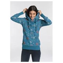 Sweater Ragwear "GRIPY FLOWERS O" Gr. XL (42), blau Damen Sweatshirts Hoodie mit floralem All Over-Druck